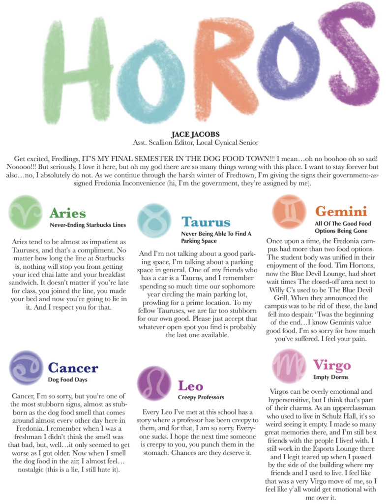 [SATIRE] Horoscopes: Which Fredonia inconvenience are you? - The Leader